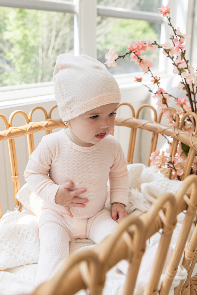 Small Moments Light Pink Velour Stretchie and Hat – Belle Tete Baby