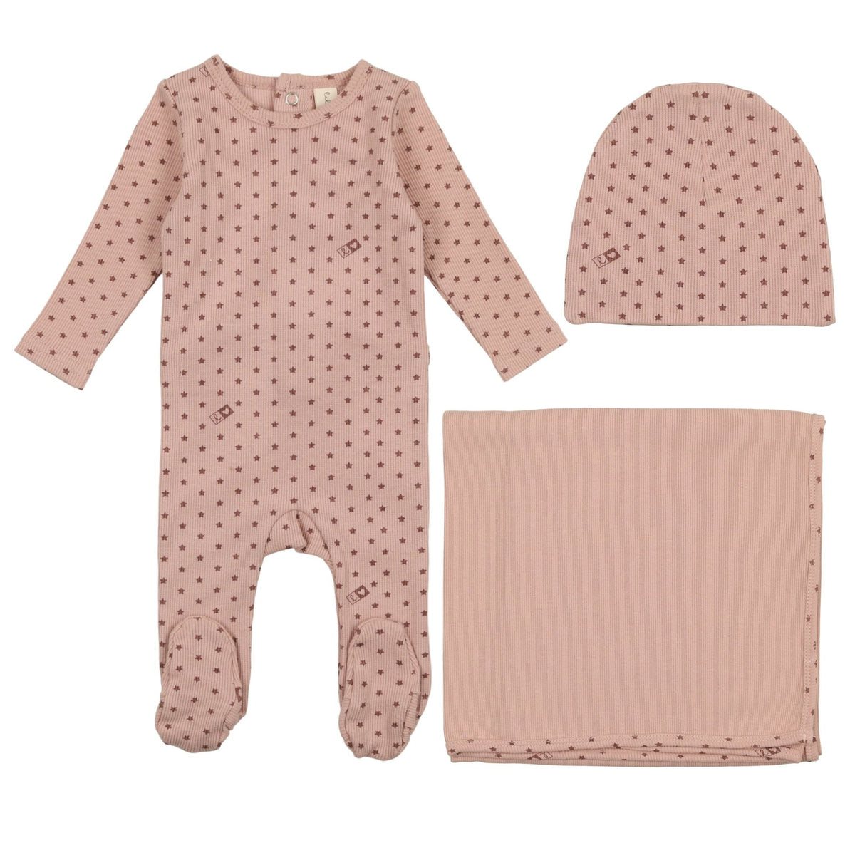 Lilette Pink/Rose Ribbed Star Layette Set – Belle Tete Baby