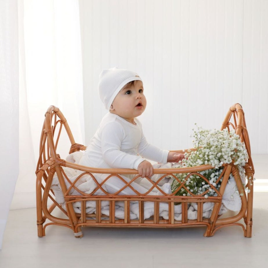 Fragile White Puff Print Stretchie and Beanie – Belle Tete Baby