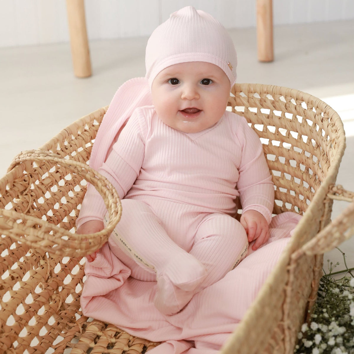 Fragile Pink Side Print Stretchie – Belle Tete Baby
